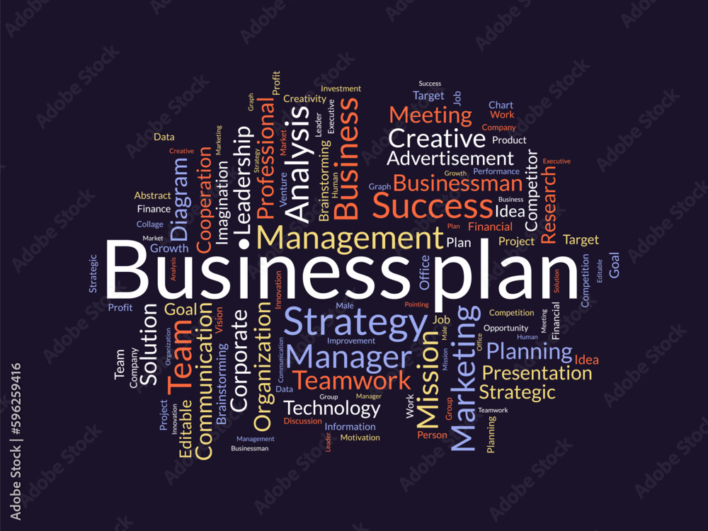 Word cloud background concept for Business plan. Marketing strategy ...