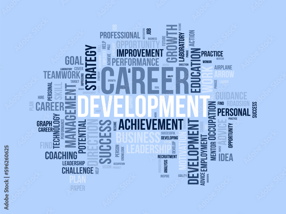 Word cloud background concept for Career development. success strategy ...