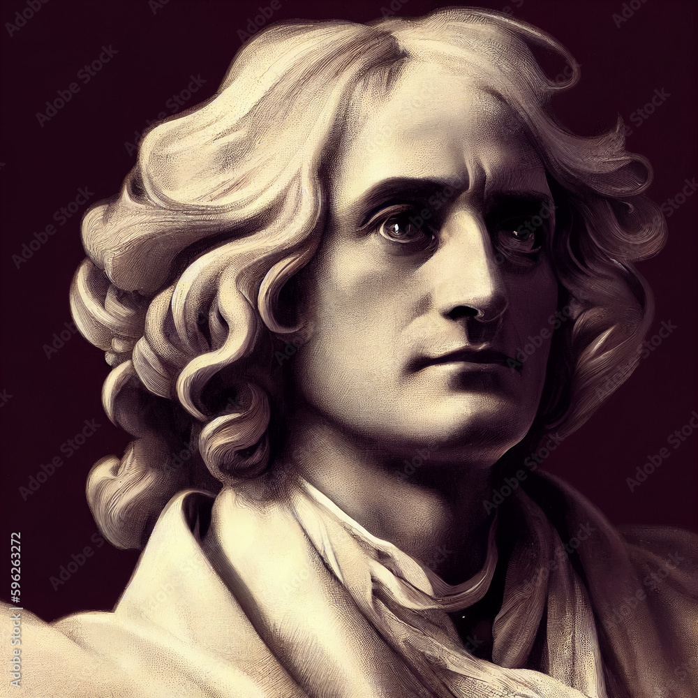 Oil painting portraits of the great physicist Newton, and historical ...