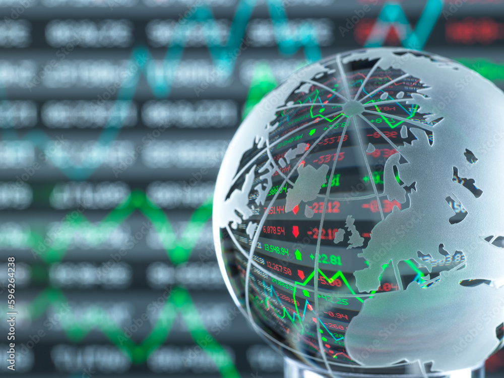 Stock market graph on globe Stock Photo | Adobe Stock