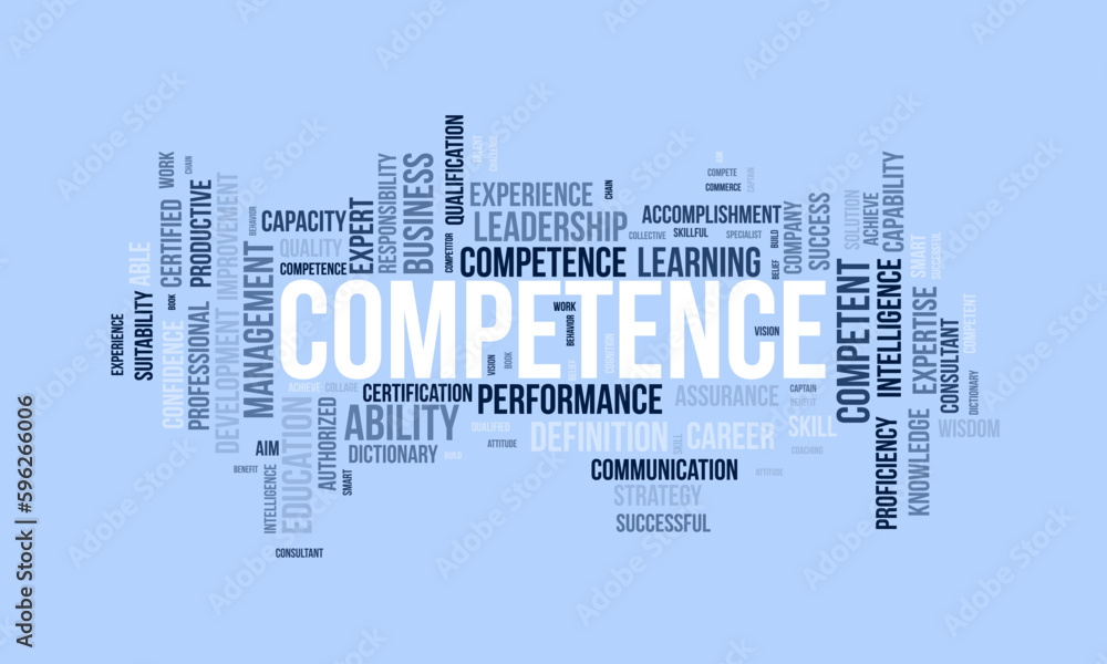Word cloud background concept for Competence. Leadership performance ...