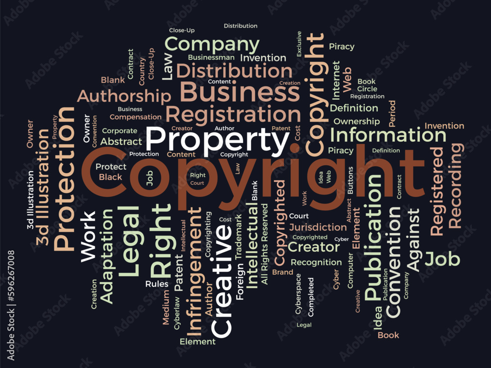 Word cloud background concept for Copyright. Intellectual property ...