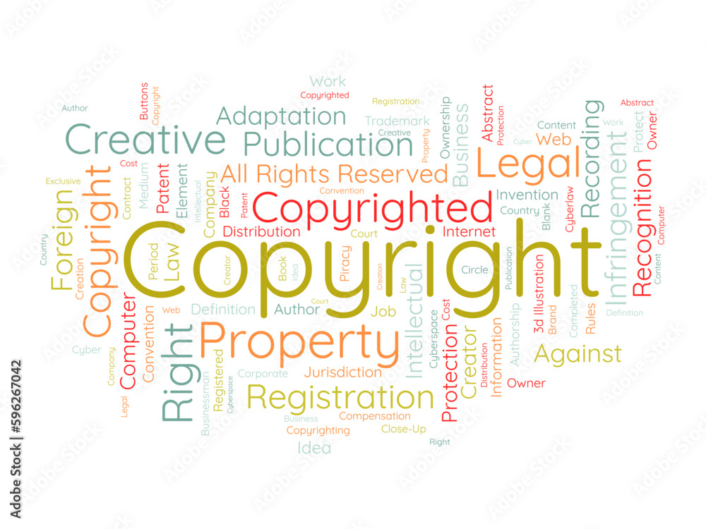 Word cloud background concept for Copyright. Intellectual property ...