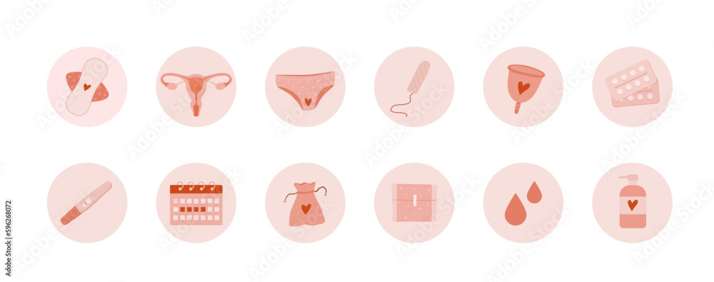 Photo & Art Print Female menstrual period icon set, Nadezhda Mih