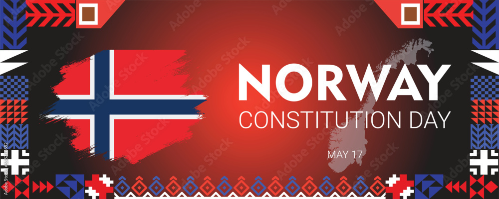 Norway Constitution Day banner design.It features a grunge Norwegian ...