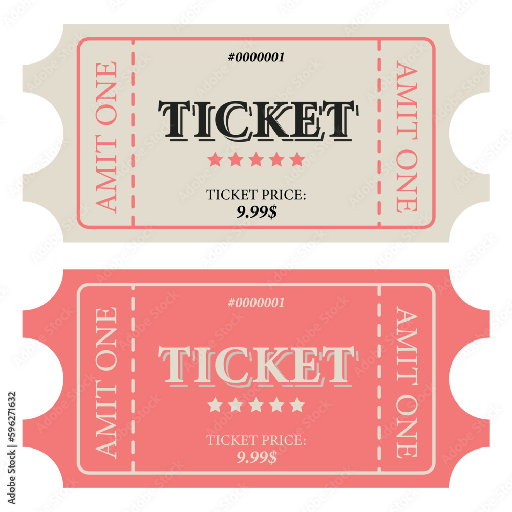 Classic retro ticket for cinema, circus, movie, theatre, cruise ...