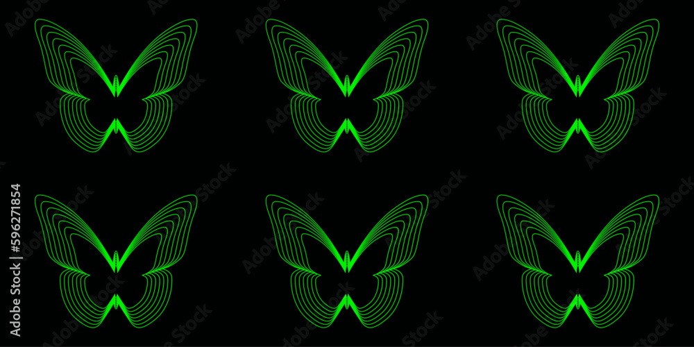 Butterflies.Y2k aesthetic.Futuristic design elements. Shape set y2k ...
