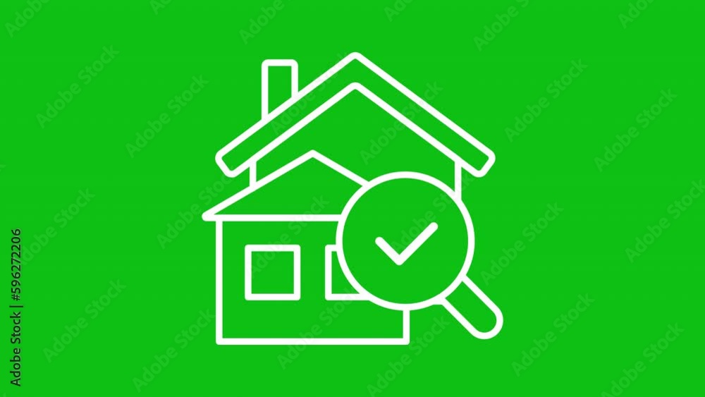 House search white line animation. Magnifying glass inspecting home ...