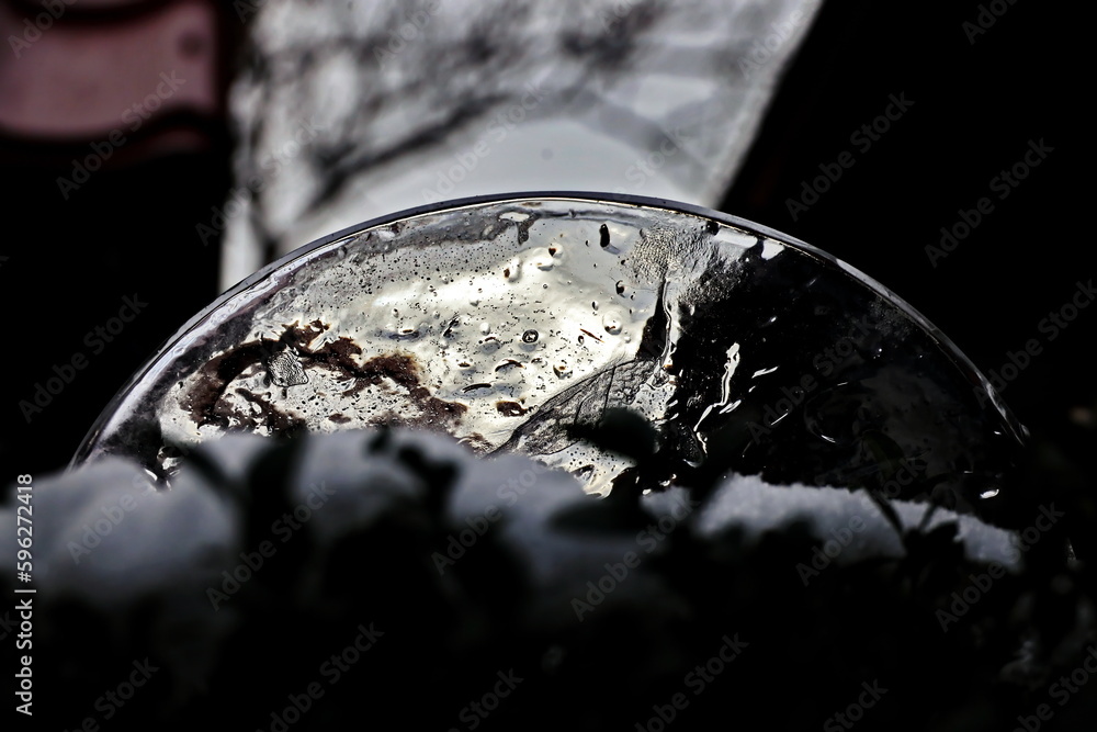 Various abstract patterns and drawings appearing on the round freezing ...