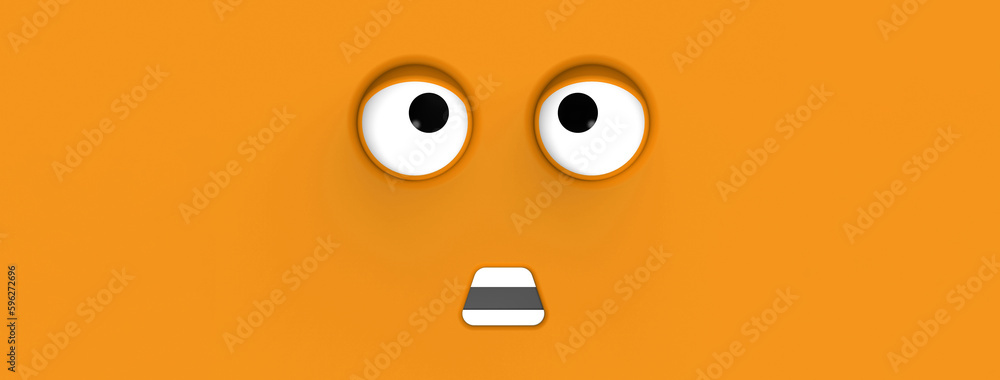 Orange face of cute character. Cute face. stupid face. emotion surprise ...