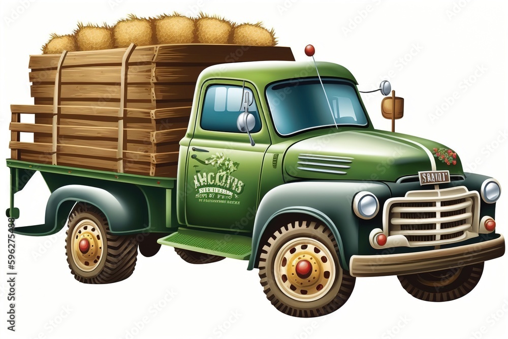 farm truck isolated on white background. clipart. AI generation Stock ...