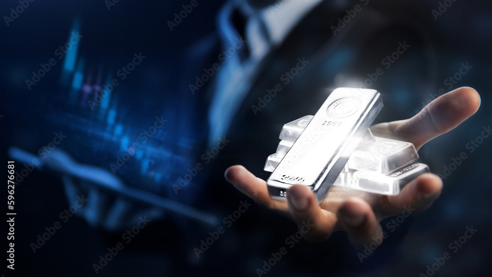 Rising silver prices concept. Investment in precious metals in the ...
