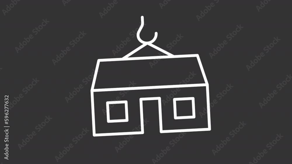 Animated modular house white icon. Affordable construction ...