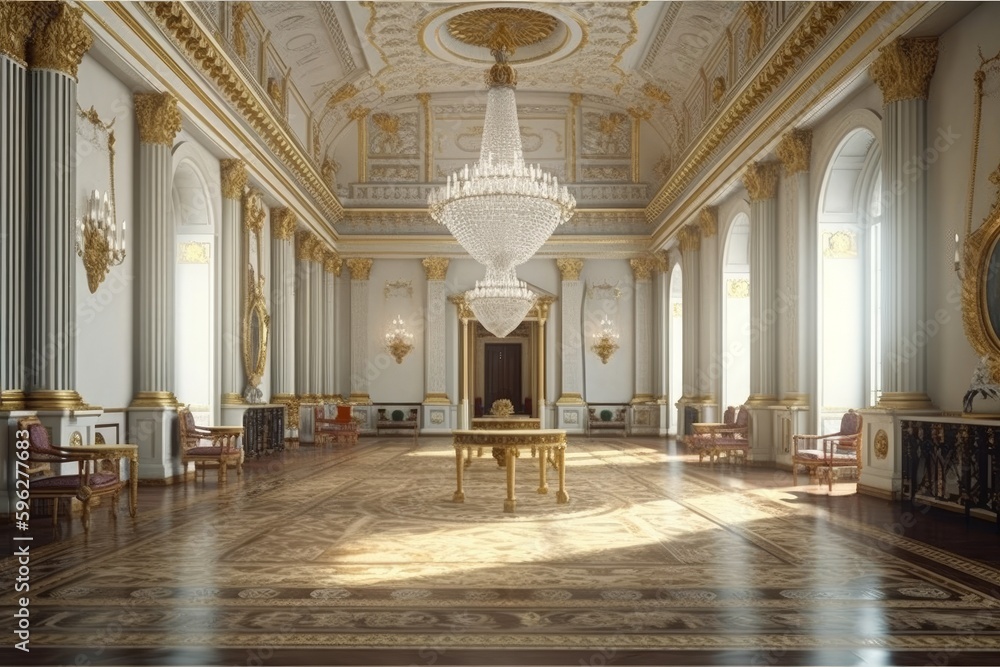 Interior Hall of a Luxury Castle Palace, AI Generated Stock ...