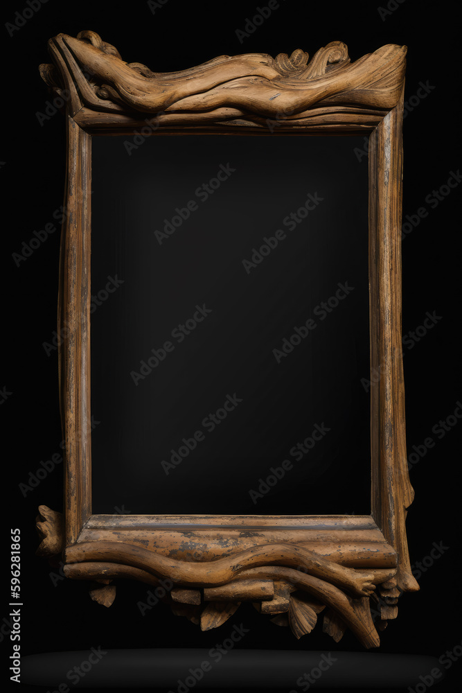 Stylish Wooden Frame With Black Background And Square Center - Perfect ...