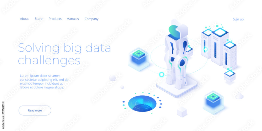 Chatbot or artificial intelligence network concept in isometric vector ...