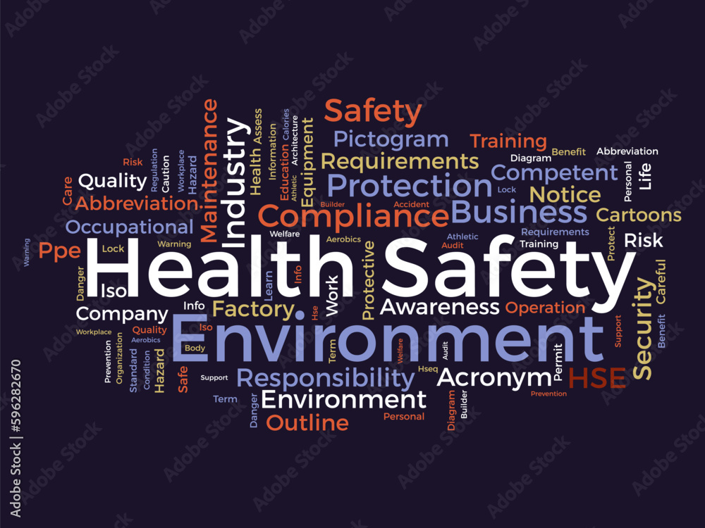 Word cloud background concept for Health Safety Environment (HSE ...