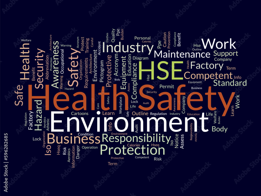 Word cloud background concept for Health Safety Environment (HSE ...