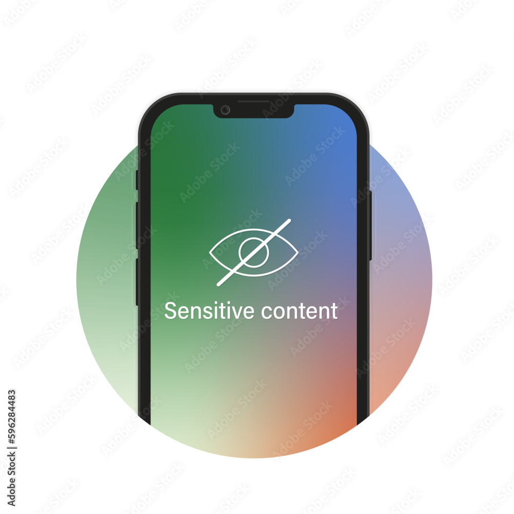 Sensitive photo content. Explicit video content. Inappropriate content. Internet safety concept ...