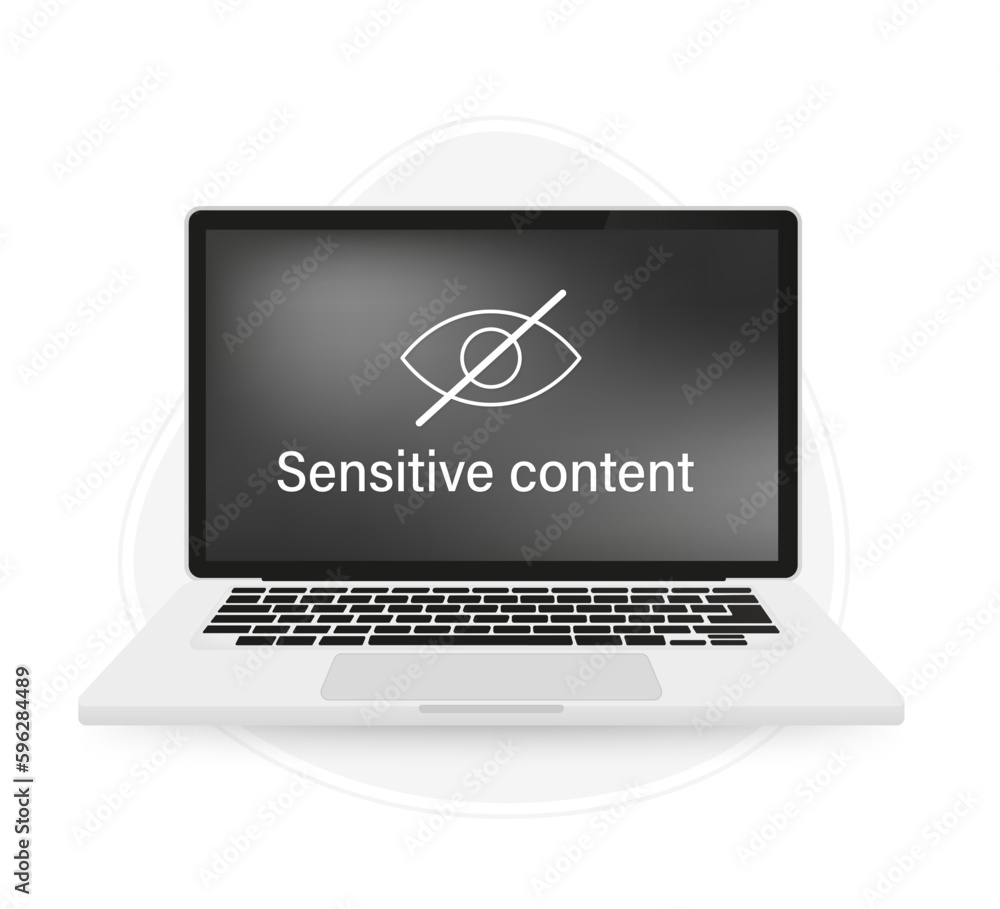 Sensitive photo content. Explicit video content. Inappropriate content. Internet safety concept ...