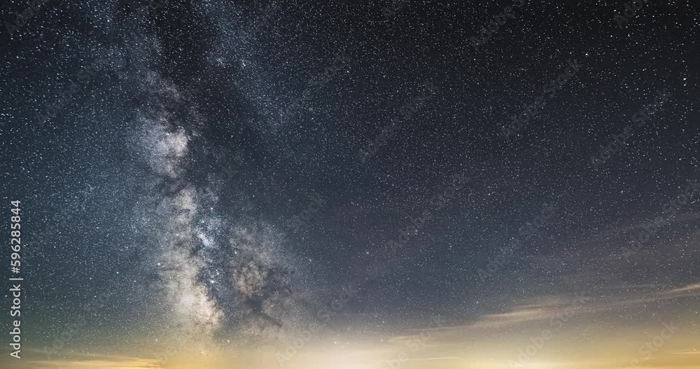 Starry night sky Milky Way Galaxy Time lapse Astronomy Stars Background ...