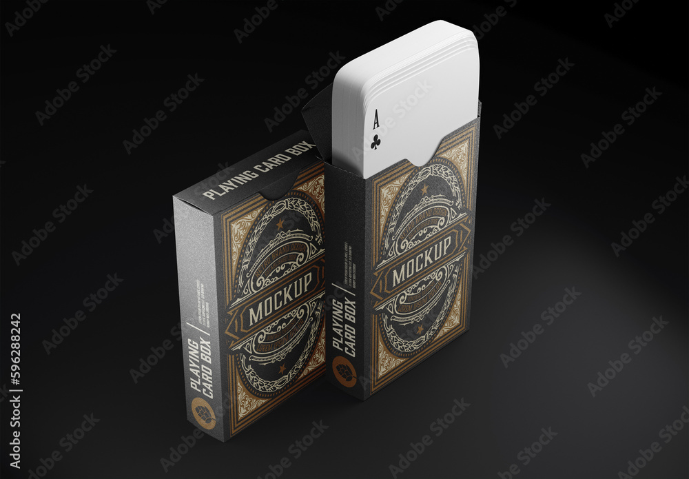 Box with Playing Cards Mockup Stock Template | Adobe Stock