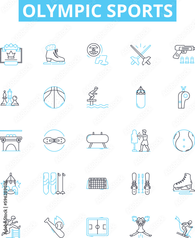 Vektorová grafika „Olympic sports vector line icons set. Track, Field ...