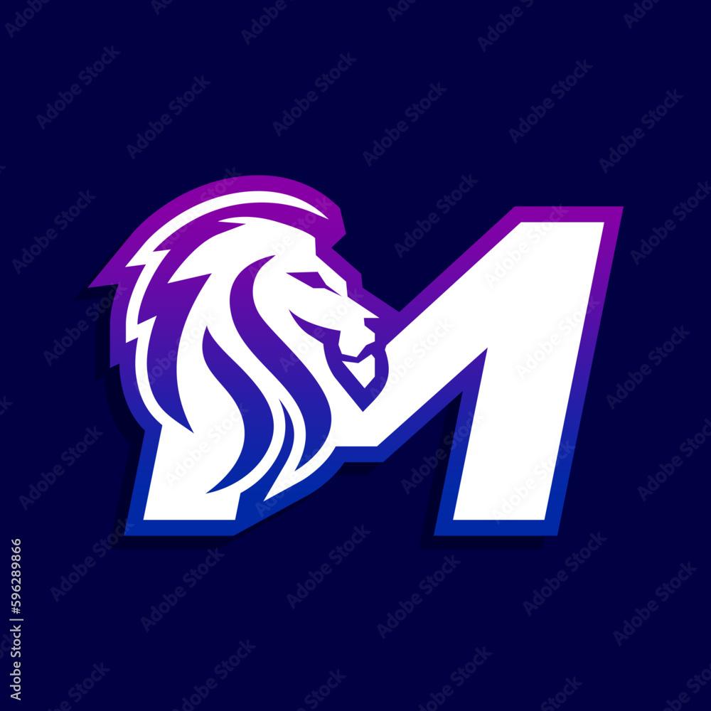 Letter M Lion Logo Design, Gaming Sport Icon Stock Vector | Adobe Stock