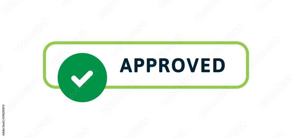 Approve sign. Vector modern color illustration. Green horizontal frame ...