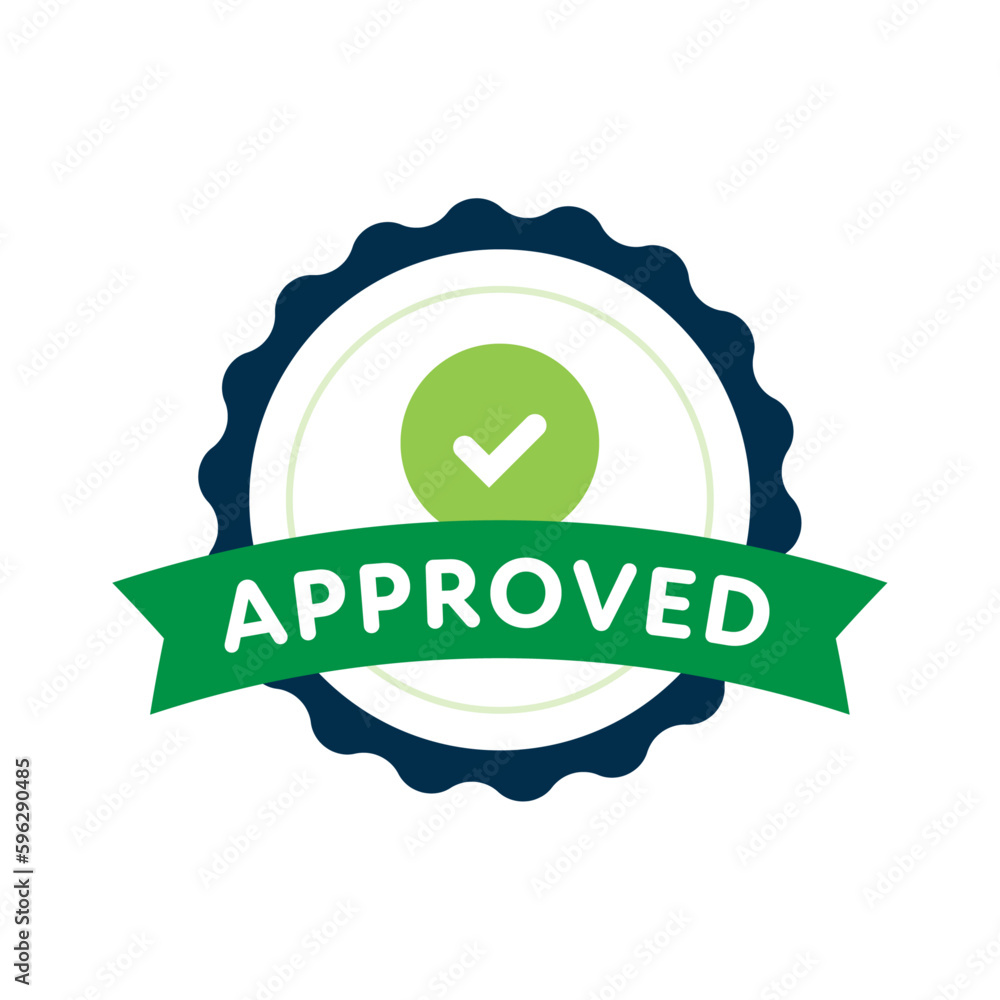Approve sign. Vector modern color illustration. Green checkmark and ...