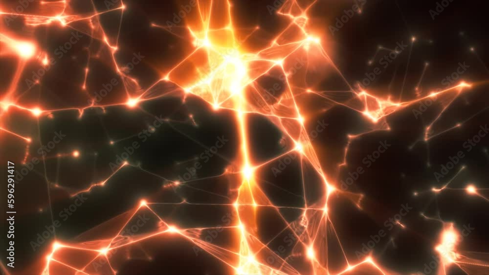 Abstract yellow orange plexus lines triangles energy magical background ...