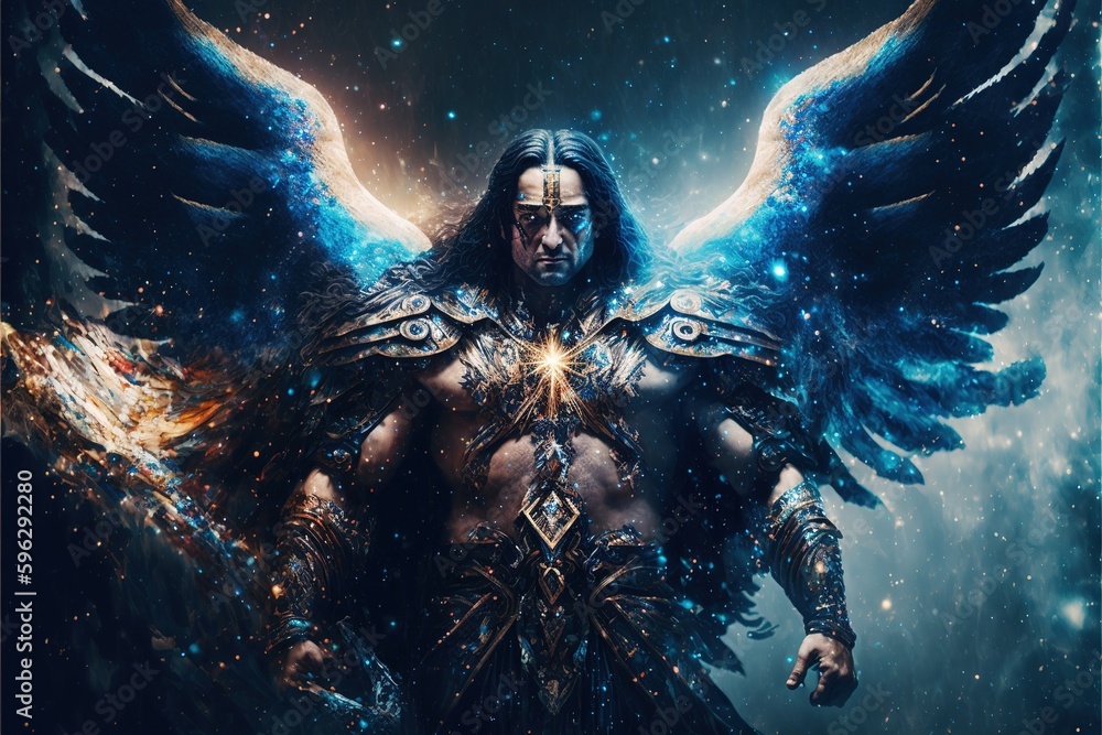 Realistic fantasy character of angelic battlemage with awe-inspiring ...