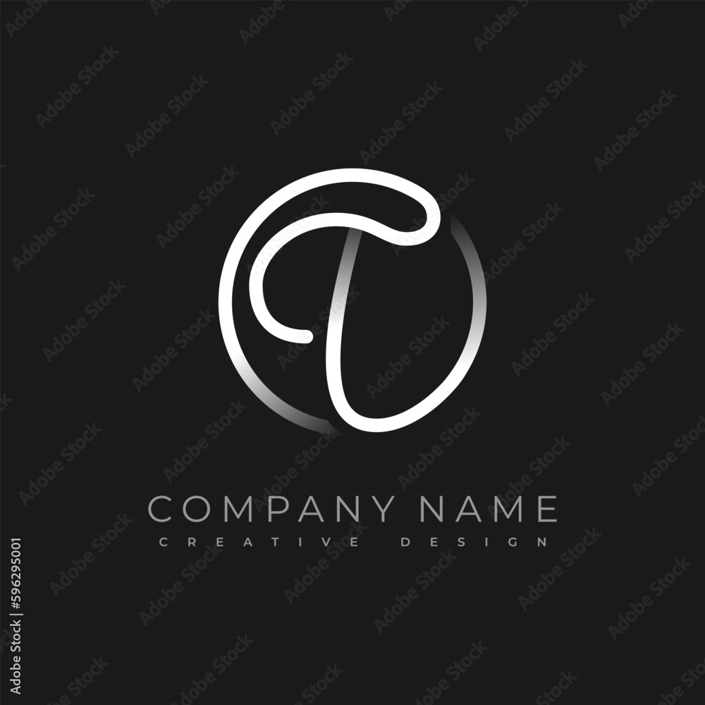 Initial T Letter Simply Geometric Monogram. Calligraphy Minimal sign ...