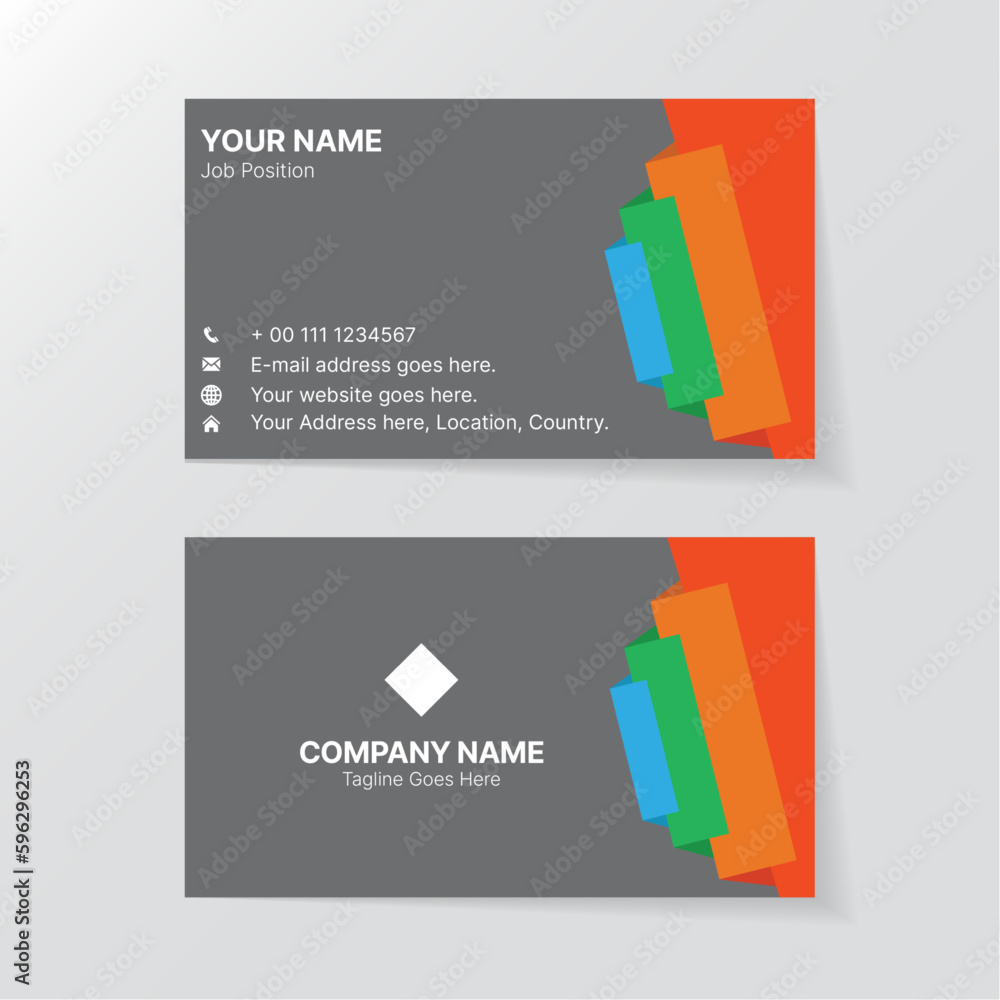 Multi Colored Business Card Design, Visiting Card Template, Colorful ...