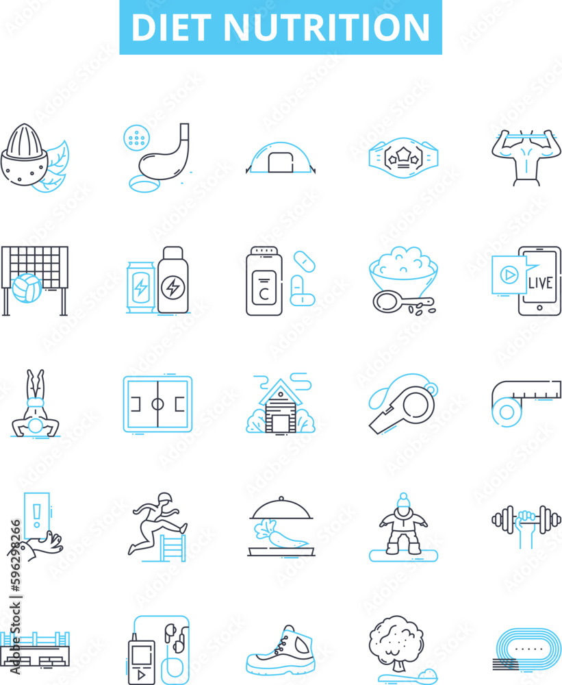 Diet nutrition vector line icons set. diet, nutrition, health, food ...