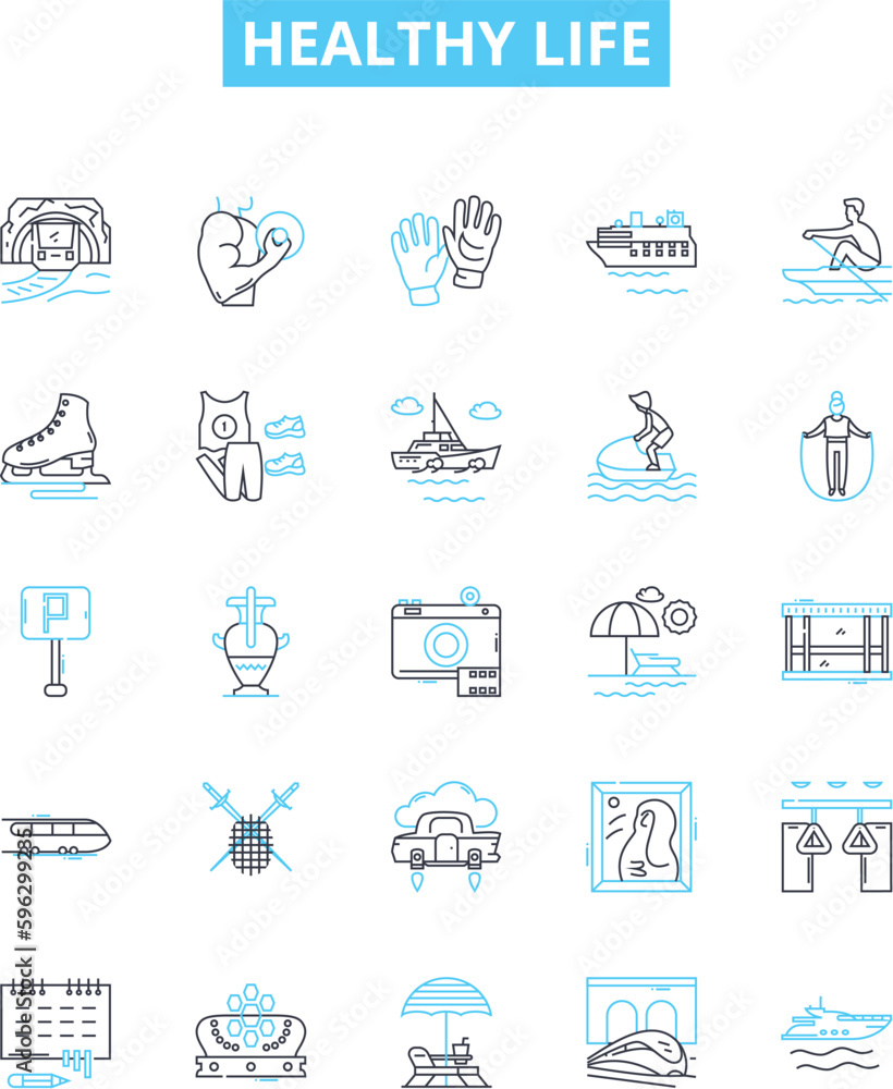 Healthy life vector line icons set. Wellness, Exercise, Nutrition ...