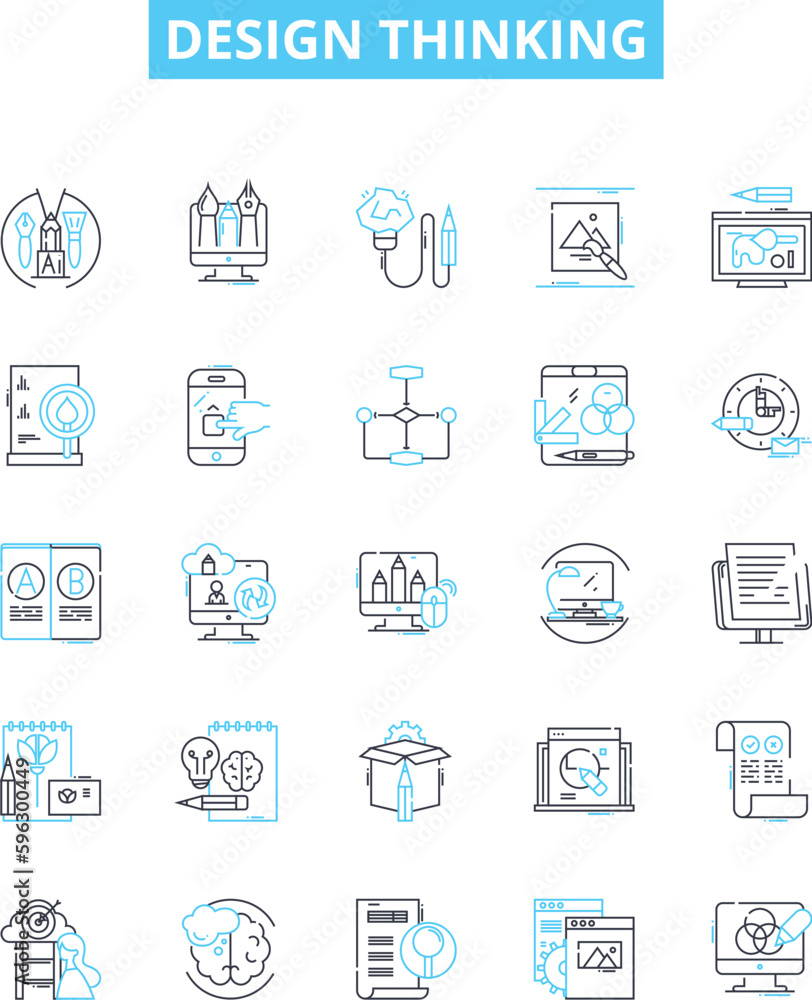Design thinking vector line icons set. Design, Thinking, Ideation ...