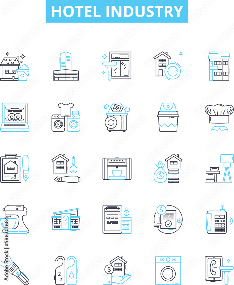 Hotel industry vector line icons set. Hotel, Industry, Accommodation ...
