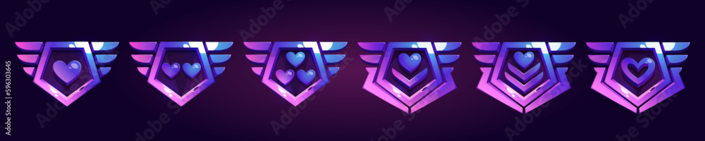 Military game insignia rank badge cartoon vector illustration. Isolated ...