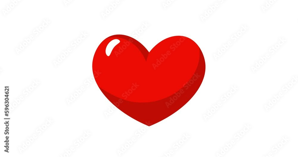 Heart icon. Beating heart sign. Love symbol in red. Animation, cartoon ...