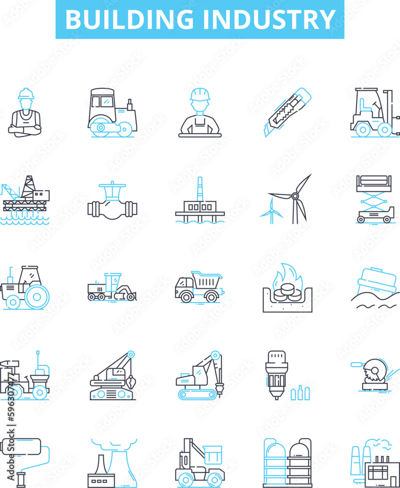 Building industry vector line icons set. Construction, Architecture ...