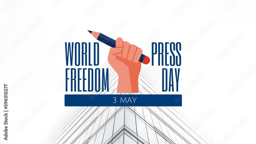 3 May 2023 - World Press Freedom Day. Eye-catching poster with bold text and a symbolic hand ...