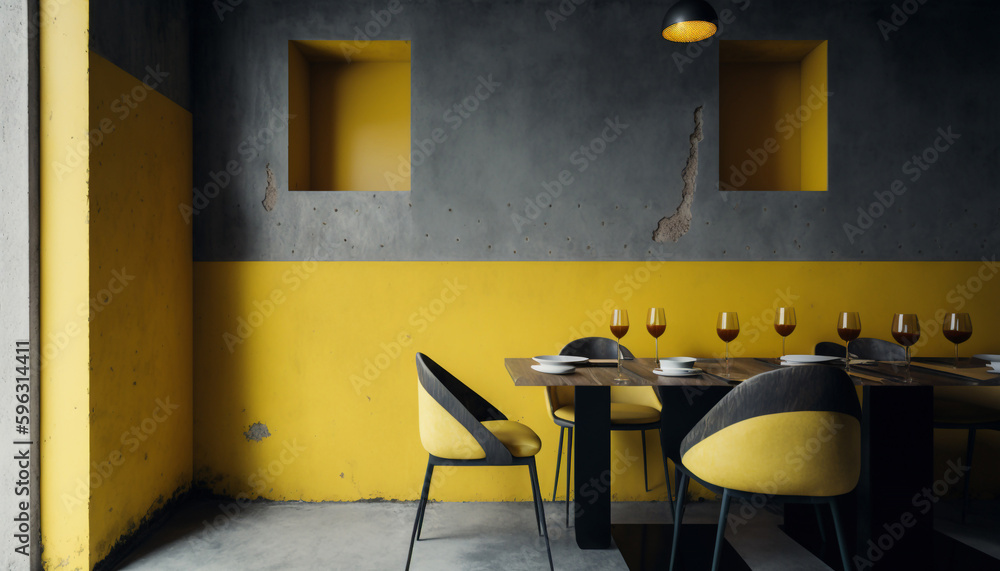 Modern loft cafe and restaurant and concrete wall texture background ...