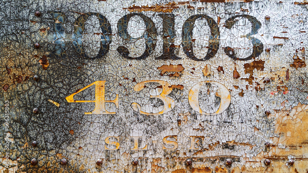 Grunge worn rusty metal background with chipped and faded painted ...