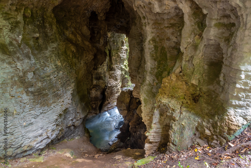 Waitomo streamway cave system that includes the Ruakuri Cave, Lucky ...