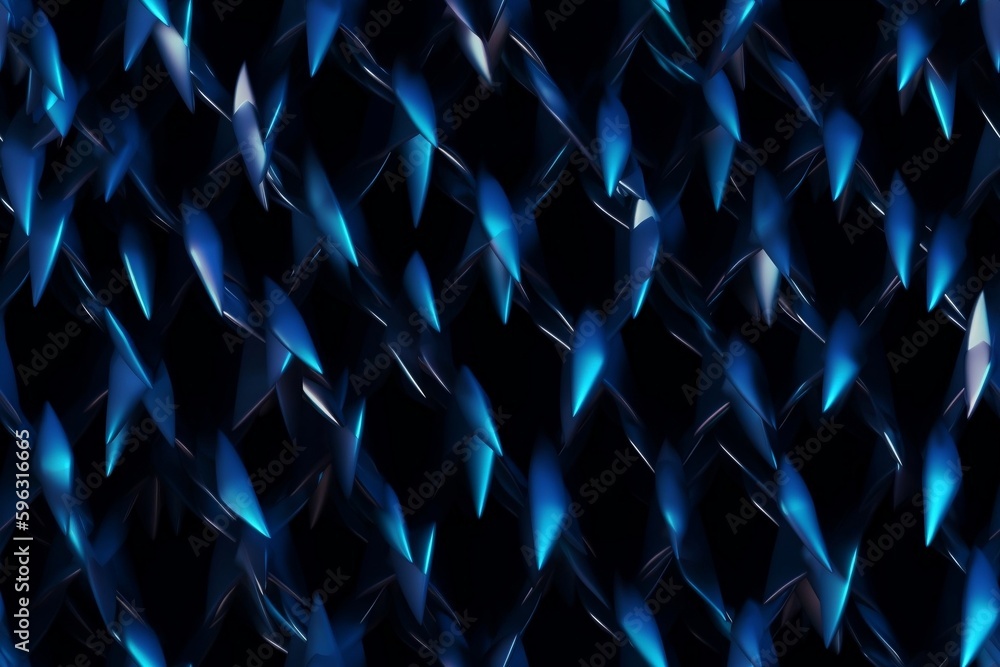 spikey blue chrome chains on a dark background, digital 3d texture ...