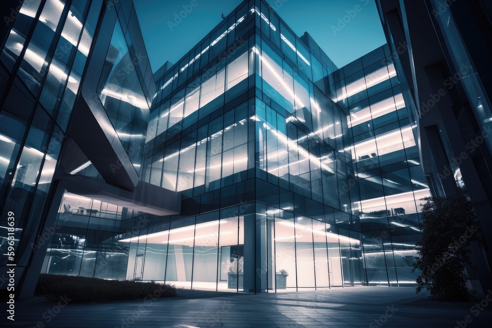 futuristic and conceptual office building, with sleek lines and ...