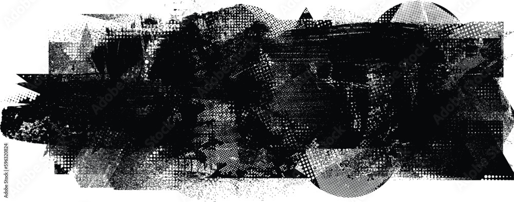 Glitch distorted grungy isolated banner . Design for brochure, social ...