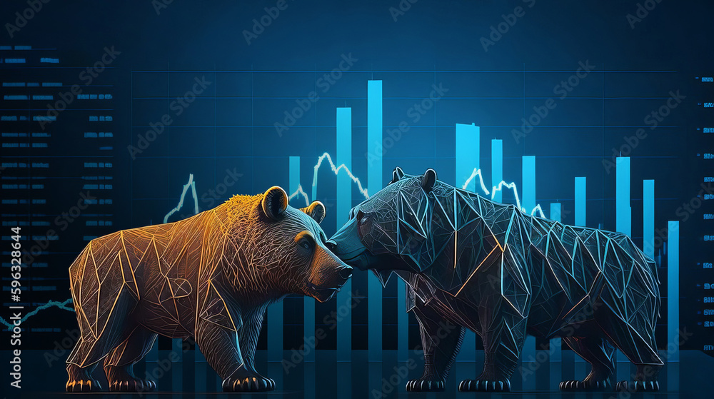 Red stock market bear Charts showing a downward trend in investment ...
