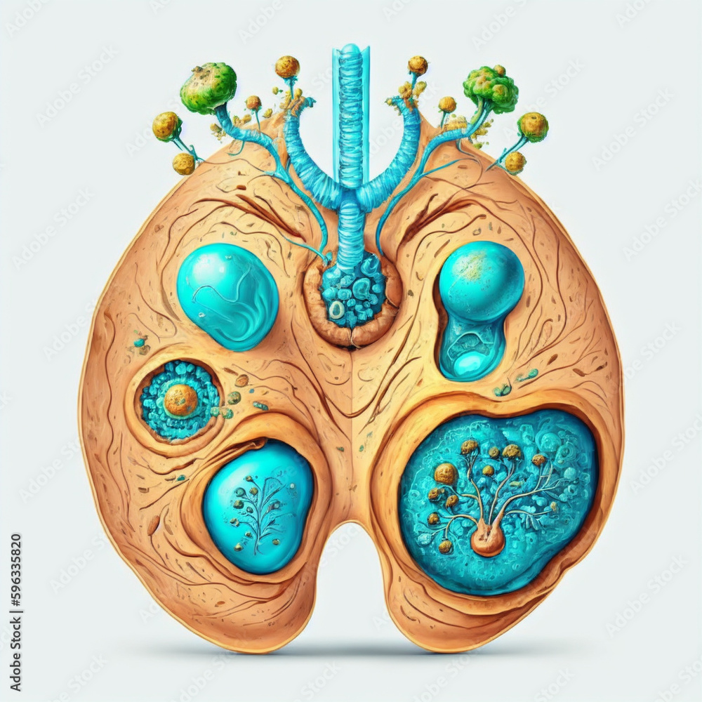 Medical Illustration of a Cartoon Kidney with Realistic Nephrons and ...